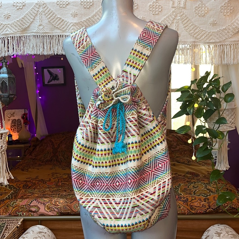 Pastel Rainbow Boho Hippie Textile Backpack - Gem